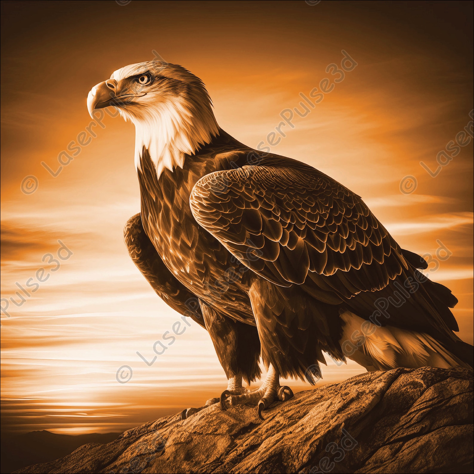 Perched Eagle Laser Engrave Image Laser Burn PNG File 3D Laser Ready ...