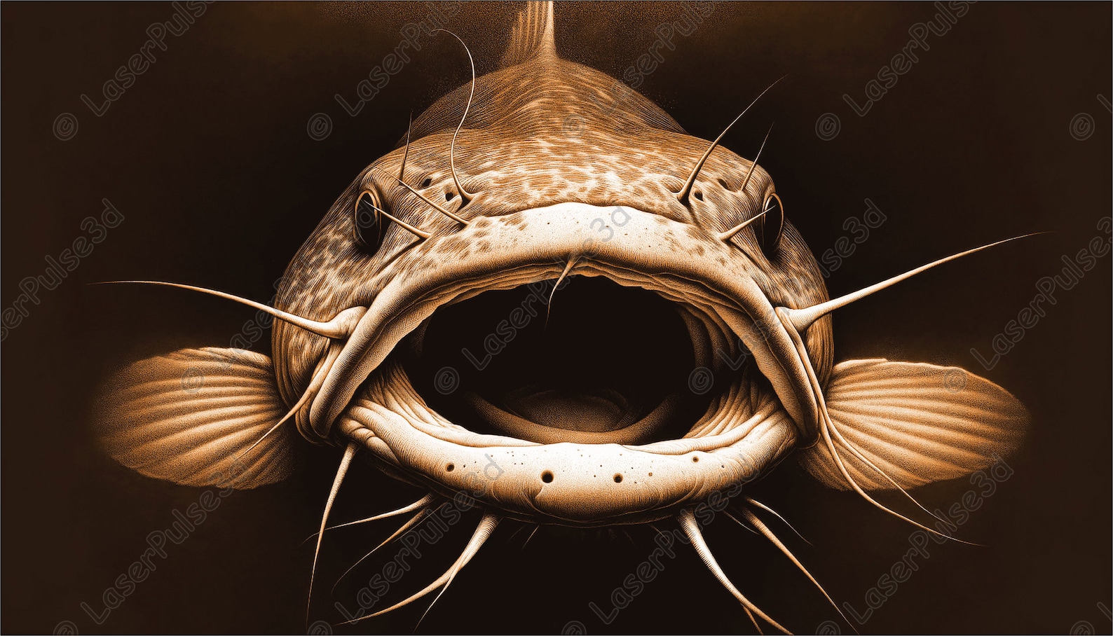 Flathead Catfish Laser Engrave Image | Laser Burn PNG File | 3D Laser ...