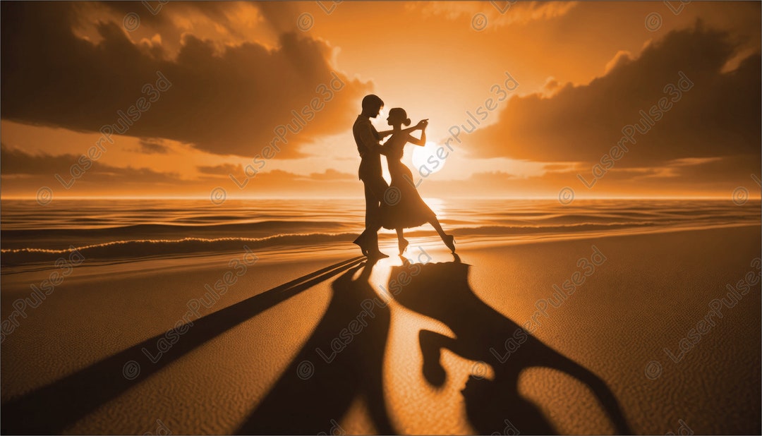 Couple Dancing Beach Laser Engrave Image | Laser Burn PNG File | 3D ...