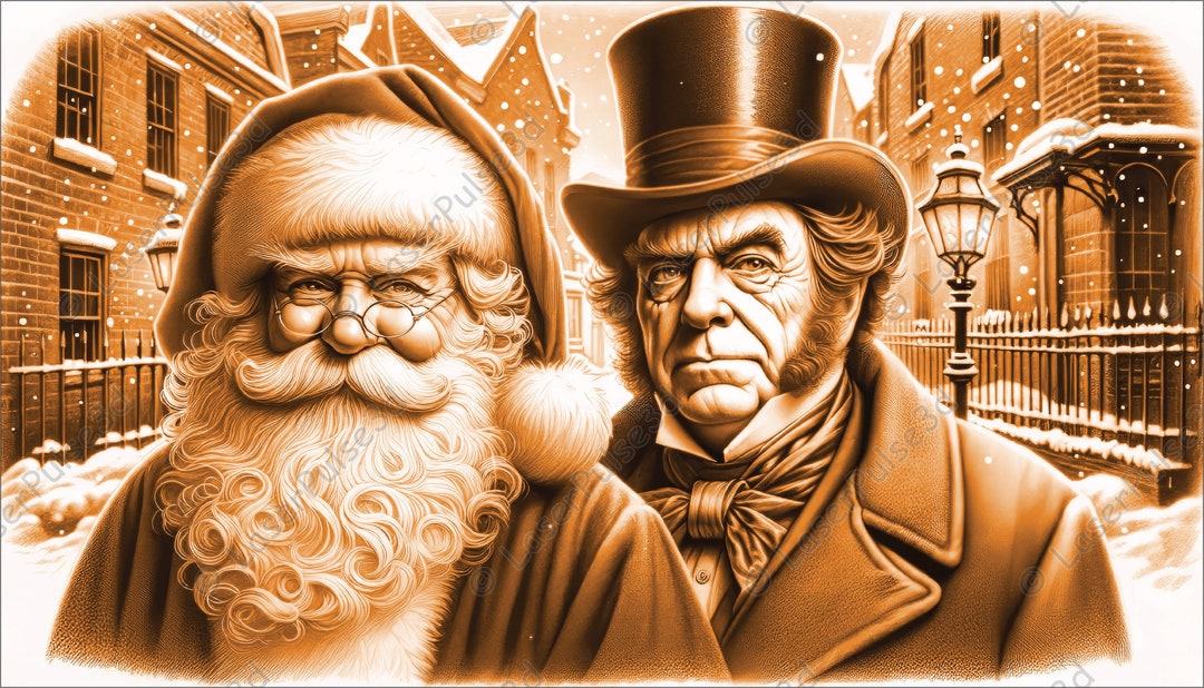 Santa and Scrooge Laser Engrave Image | Laser Burn PNG File | 3D Laser ...