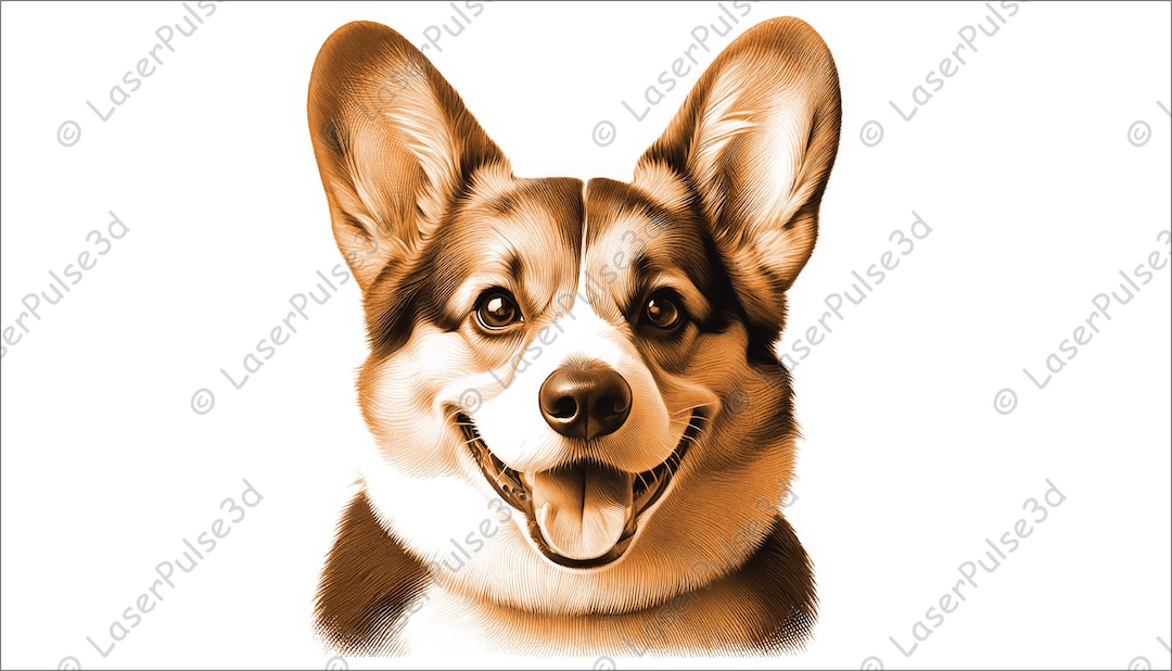 Pembroke Corgi Laser Engrave Image | Laser Burn PNG File | 3D Laser ...