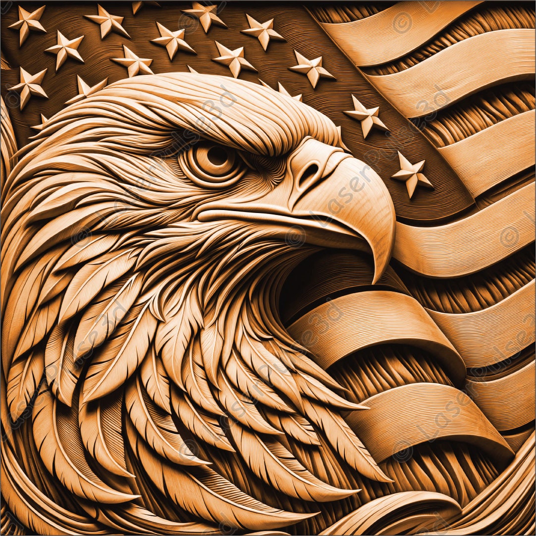 American Eagle Laser Engrave Image | Laser Burn PNG File | 3D Laser ...