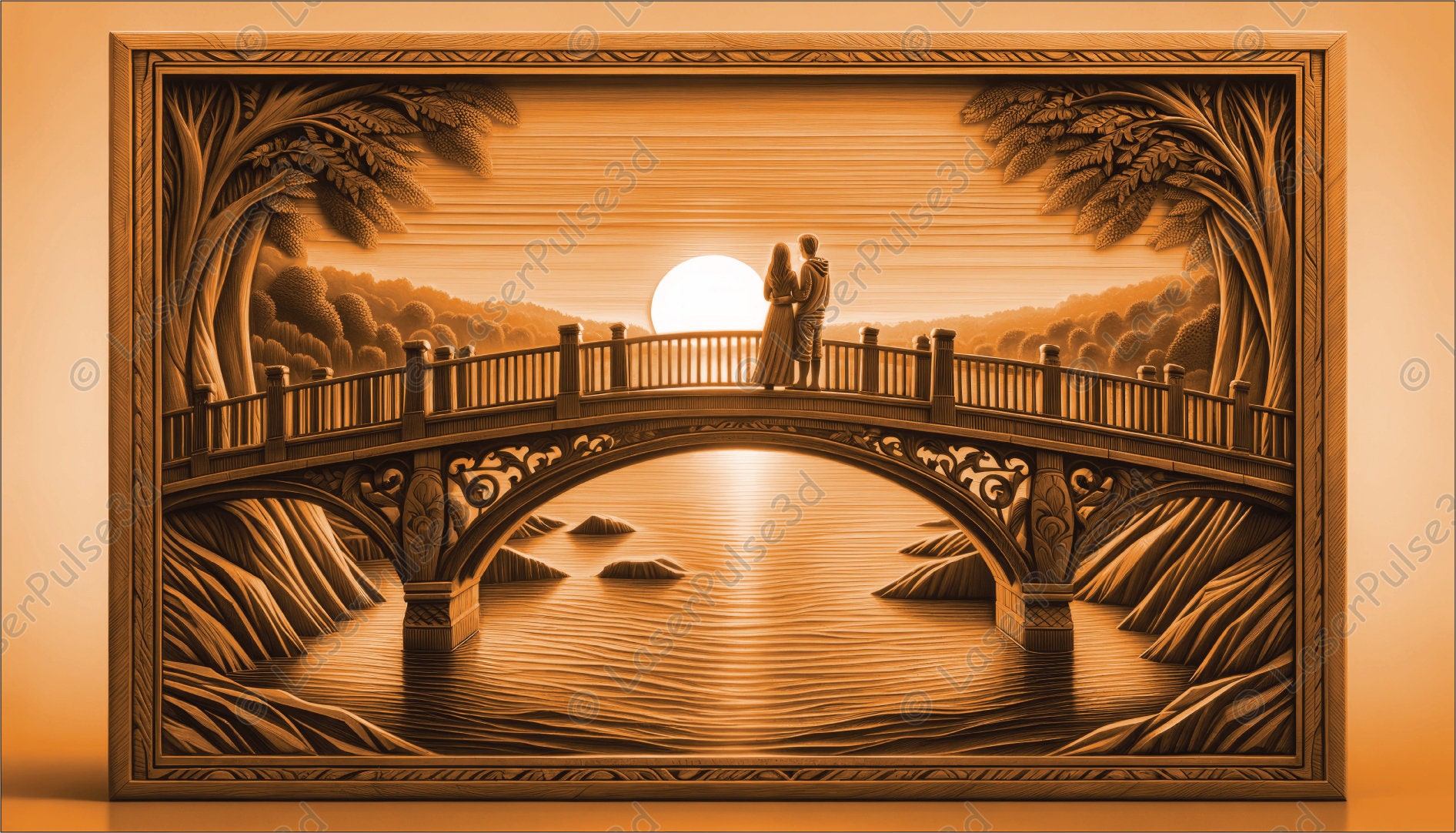 Couple During Sunset Laser Engrave Image Laser Burn PNG File 3D Laser ...