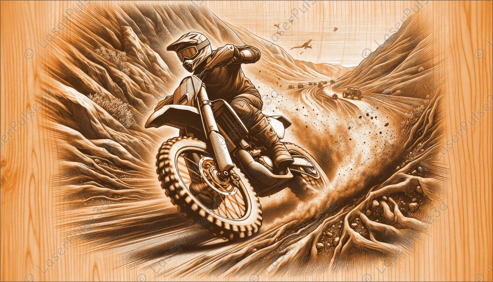 Offroad Dirt Bike Laser Engrave Image Laser Burn PNG File 3D Laser ...