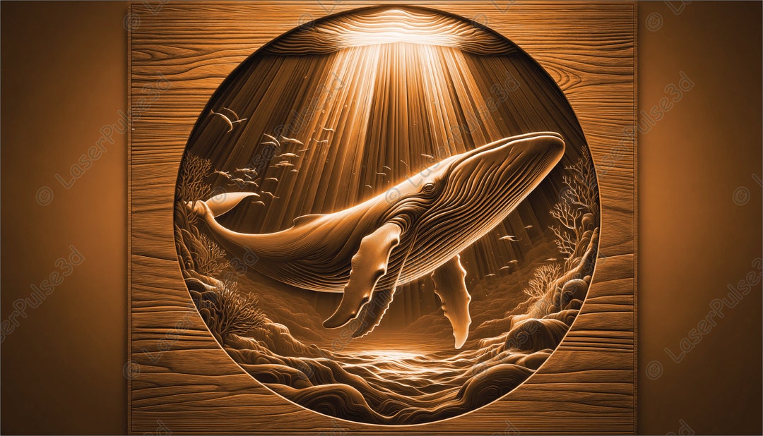 Blue Whale Laser Engrave Image | Laser Burn PNG File | 3D Laser Ready ...
