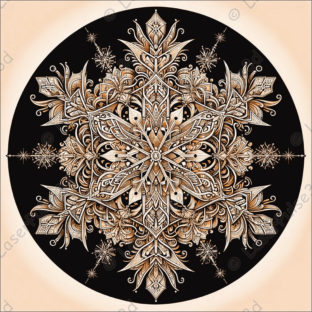 Detailed Snowflake Laser Engrave Image | Laser Burn PNG File | 3D Laser ...