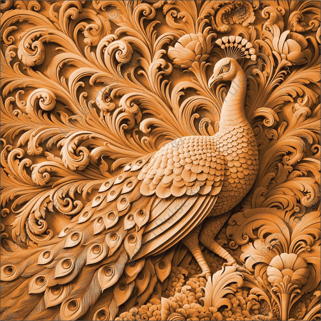 Peacock Laser Engrave Image | Laser Burn PNG File | 3D Laser Ready File ...