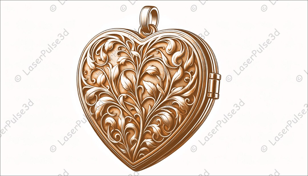 Heart Shaped Locket Valentines Laser Engrave Image | Laser Burn PNG ...