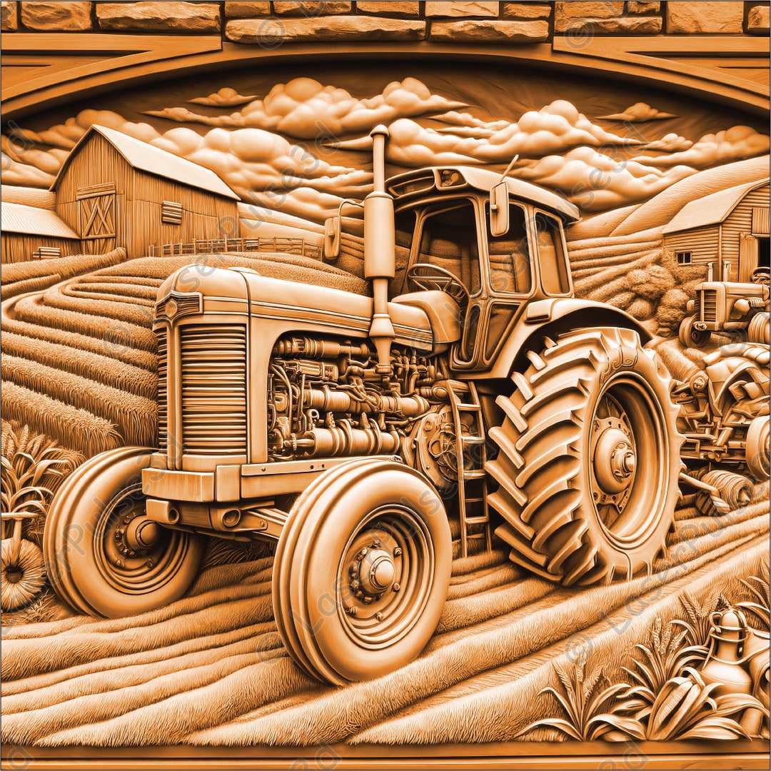 Farm Tractor Laser Engrave Image | Laser Burn PNG File | 3D Laser Ready ...
