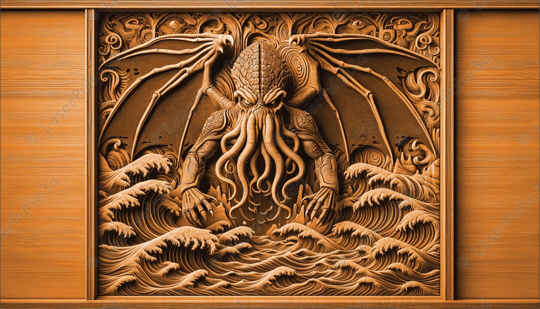 Cthulhu Laser Engrave Image | Laser Burn PNG File | 3D Laser Ready File ...