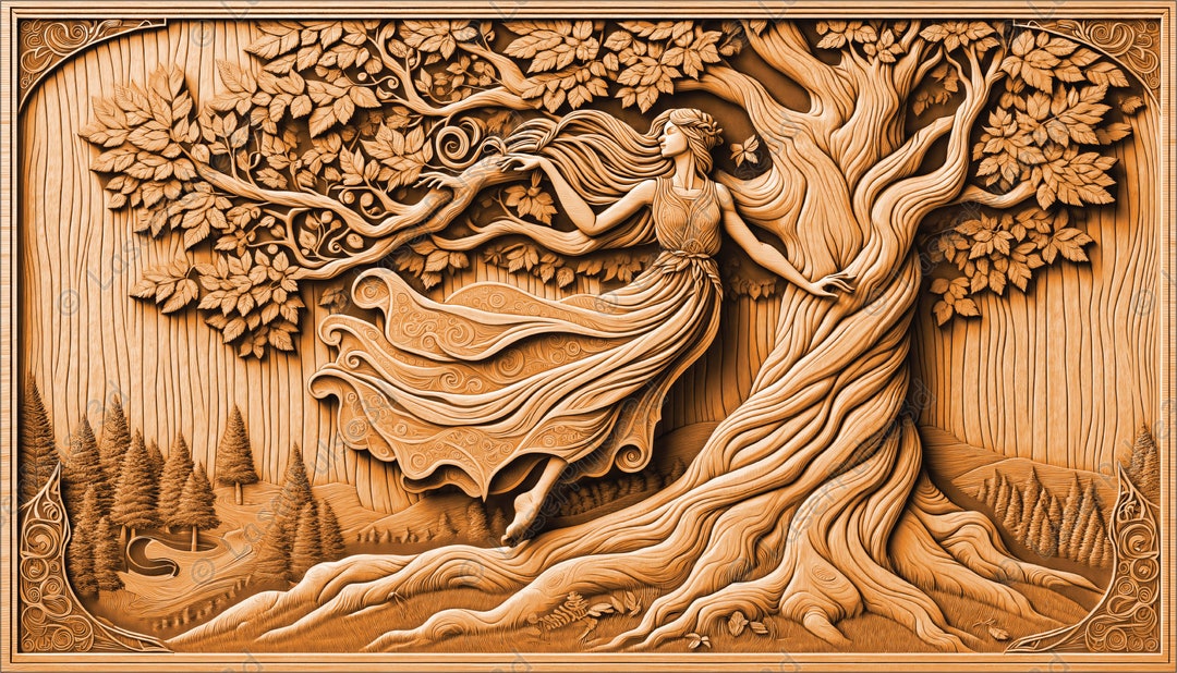 Dryad and Tree Laser Engrave Image | Laser Burn PNG File | 3D Laser ...