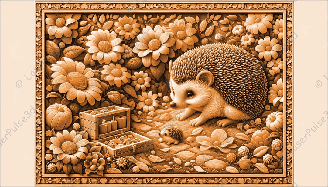 Happy Hedgehog Laser Engrave Image | Laser Burn PNG File | 3D Laser ...