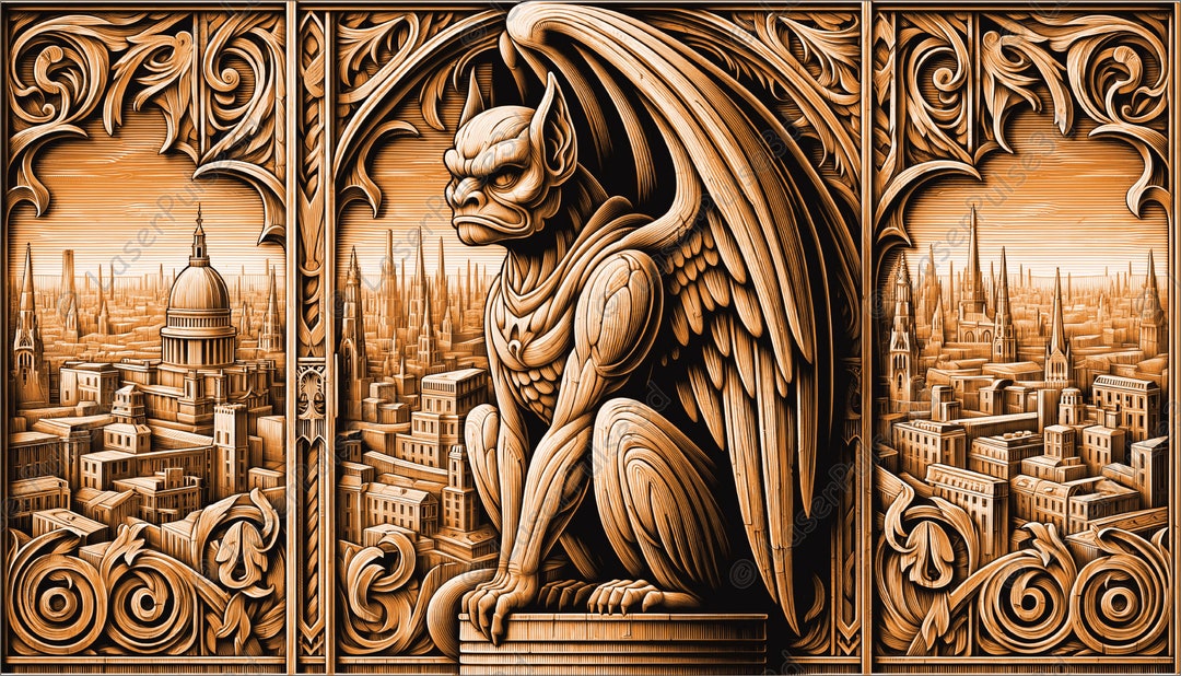 Gargoyle Laser Engrave Image | Laser Burn PNG File | 3D Laser Ready ...
