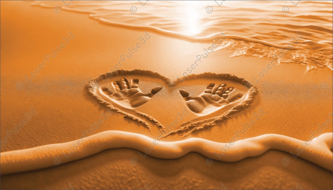 Hand Print Heart Laser Engrave Image | Laser Burn PNG File | 3D Laser ...