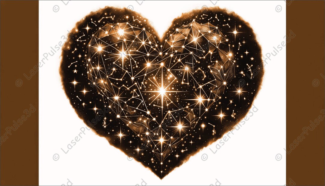 Heart With Stars Valentines Laser Engrave Image | Laser Burn PNG File ...