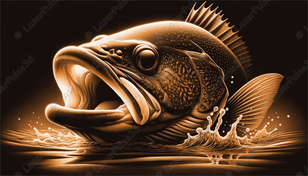 Walleye Pike Laser Engrave Image | Laser Burn PNG File | 3D Laser Ready ...