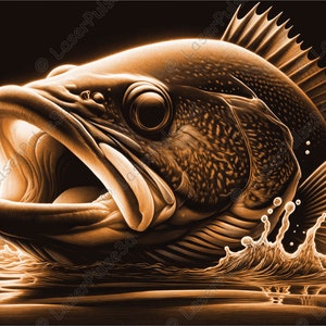 Walleye Pike Laser Engrave Image | Laser Burn PNG File | 3D Laser Ready ...