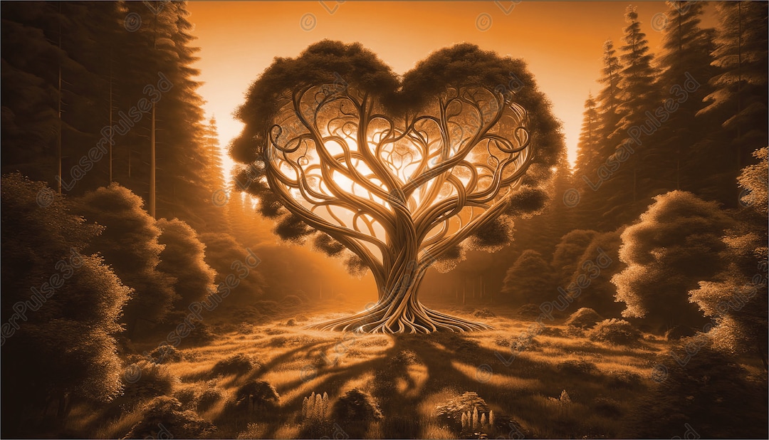 Heart Shaped Tree Laser Engrave Image | Laser Burn PNG File | 3D Laser ...