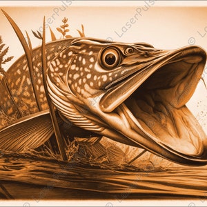 Northern Pike Laser Engrave Image | Laser Burn PNG File | 3D Laser ...