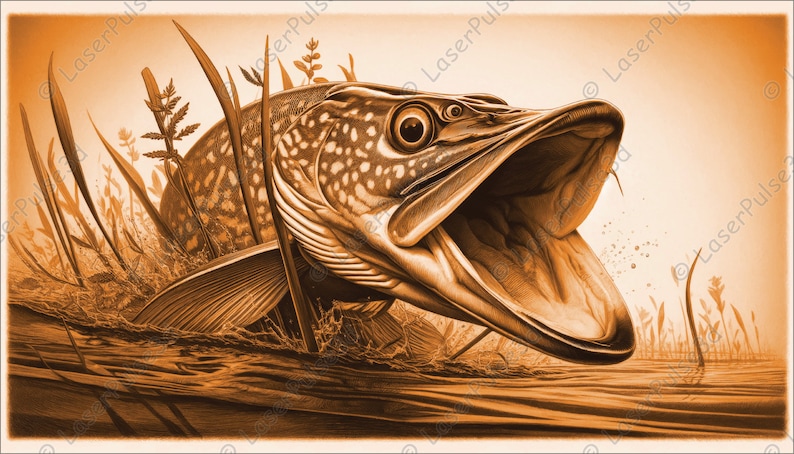 Northern Pike Laser Engrave Image | Laser Burn PNG File | 3D Laser ...