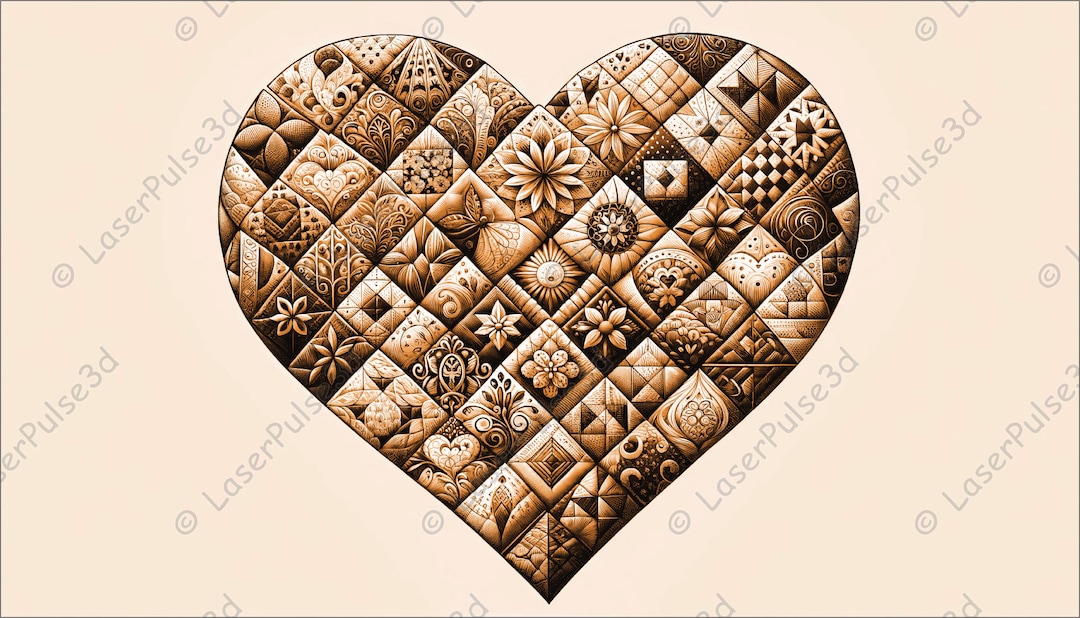 Heart Pattern Valentines Laser Engrave Image | Laser Burn PNG File | 3D ...