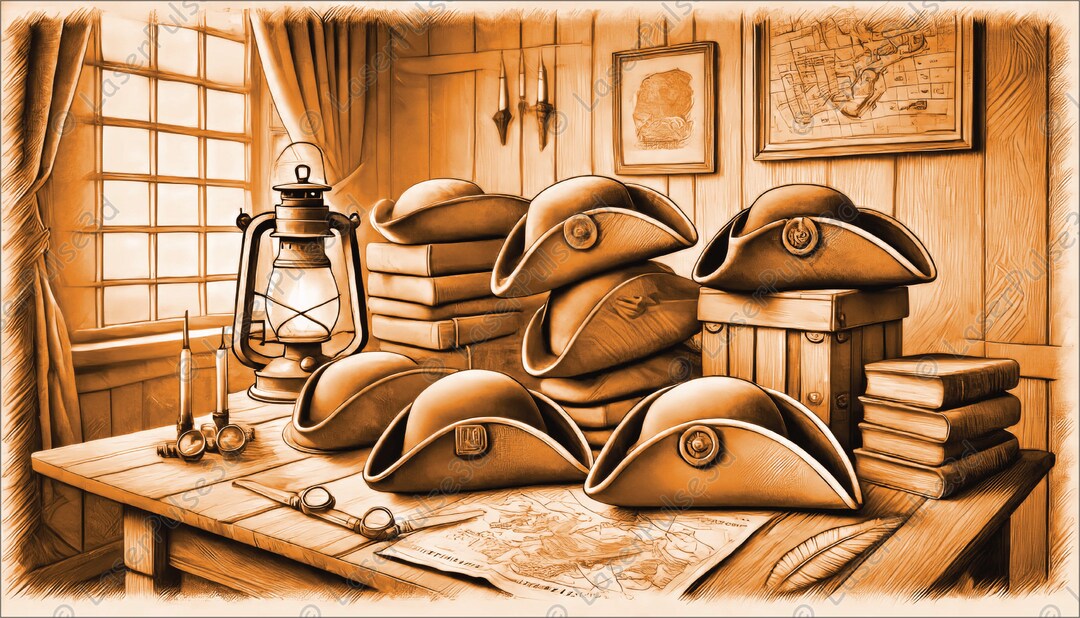 Colonial Tricorn Hat Laser Engrave Image | Laser Burn PNG File | 3D ...