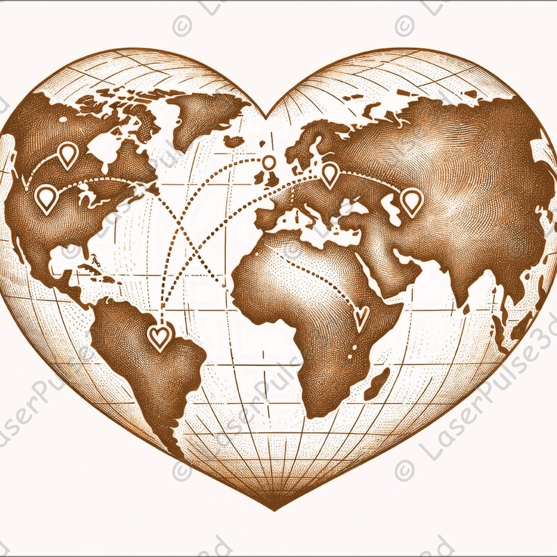 Heart Shaped Map - Etsy