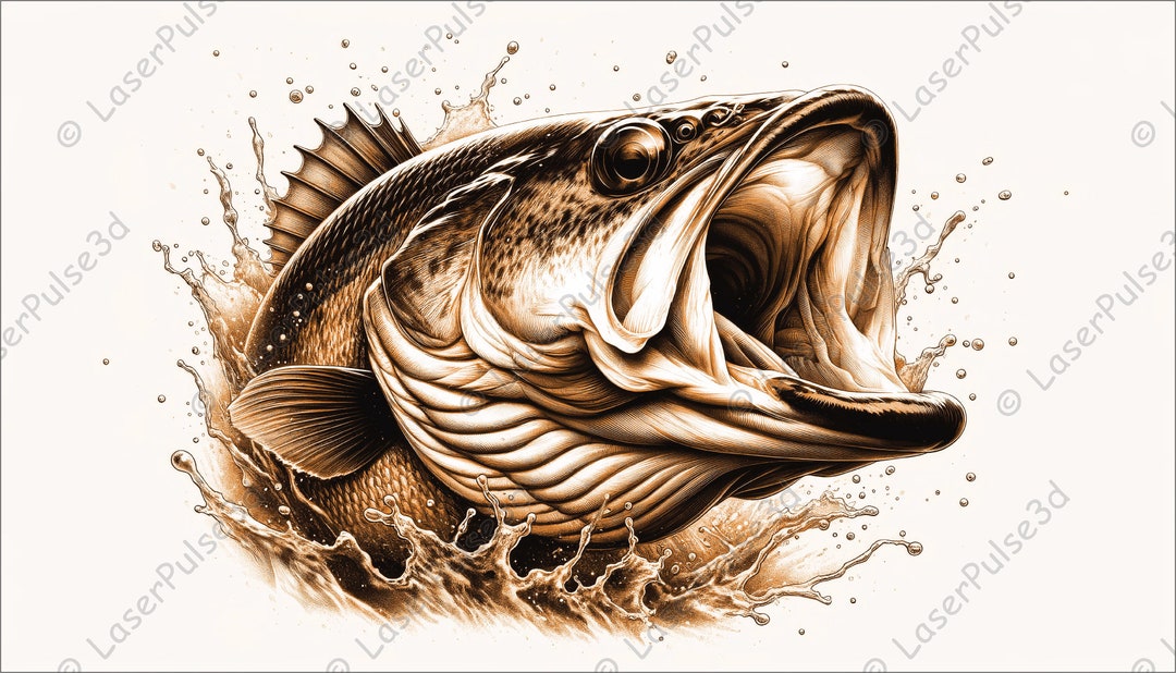 Smallmouth Bass Laser Engrave Image | Laser Burn PNG File | 3D Laser ...