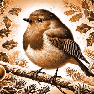 Christmas Robin Laser Engrave Image | Laser Burn PNG File | 3D Laser ...