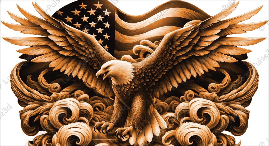 American Eagle Flag Laser Engrave Image | Laser Burn PNG File | 3D ...