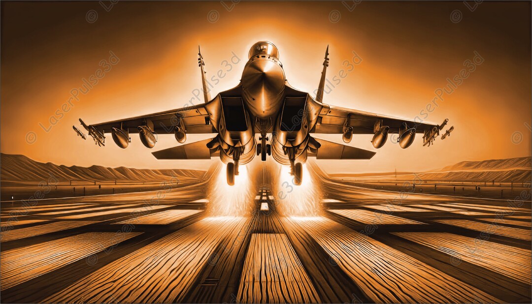Fighter Jet Runway Laser Engrave Image | Laser Burn PNG File | 3D Laser ...