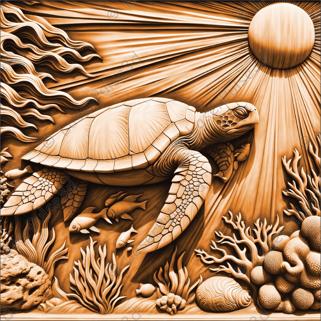 Sea Turtle Laser Engrave Image | Laser Burn PNG File | 3D Laser Ready ...