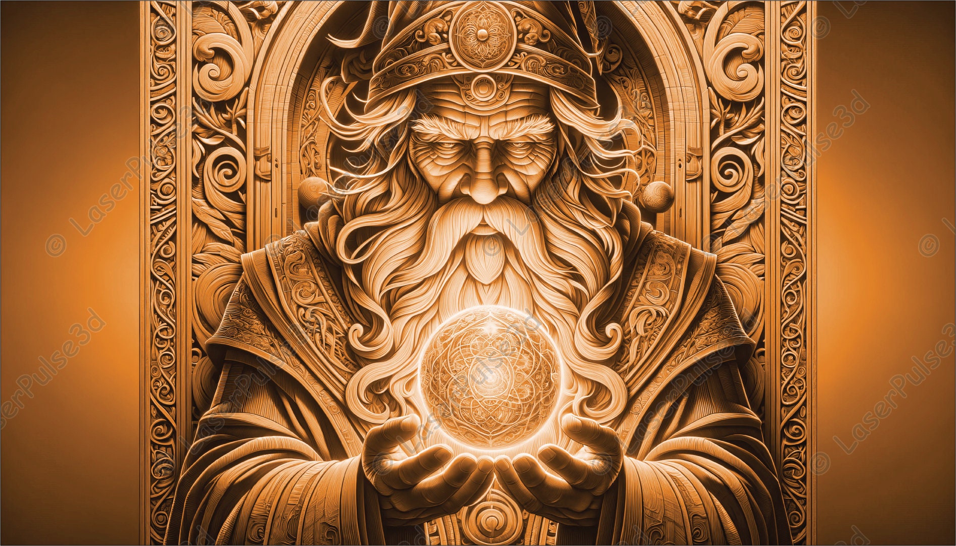Wise Old Wizard Laser Engrave Image | Laser Burn PNG File | 3D Laser ...