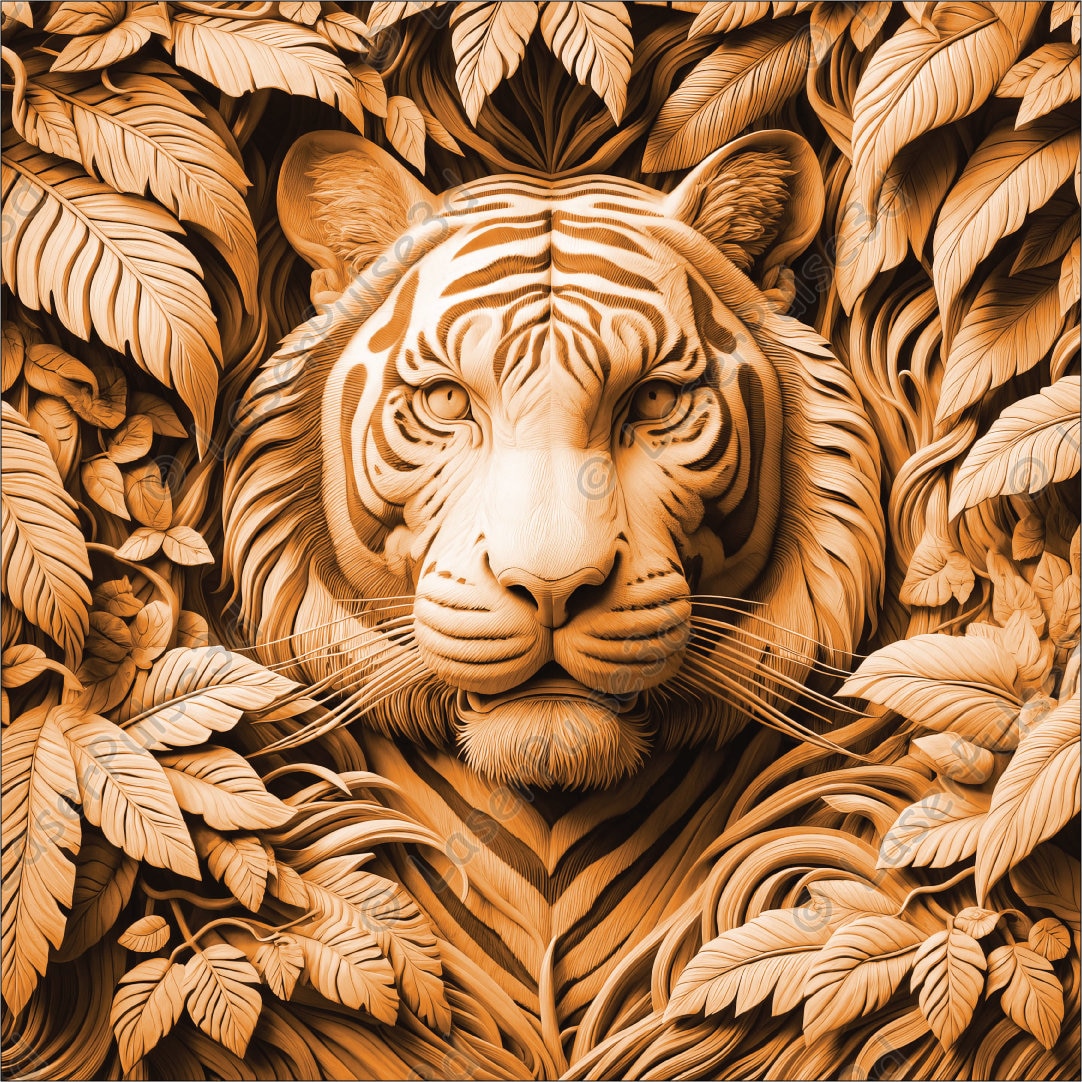 White Tiger Laser Engrave Image Laser Burn PNG File 3D - Etsy