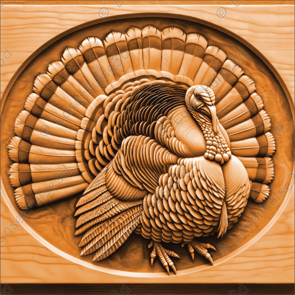 Thanksgiving Turkey Laser Engrave Image | Laser Burn PNG File | 3D ...