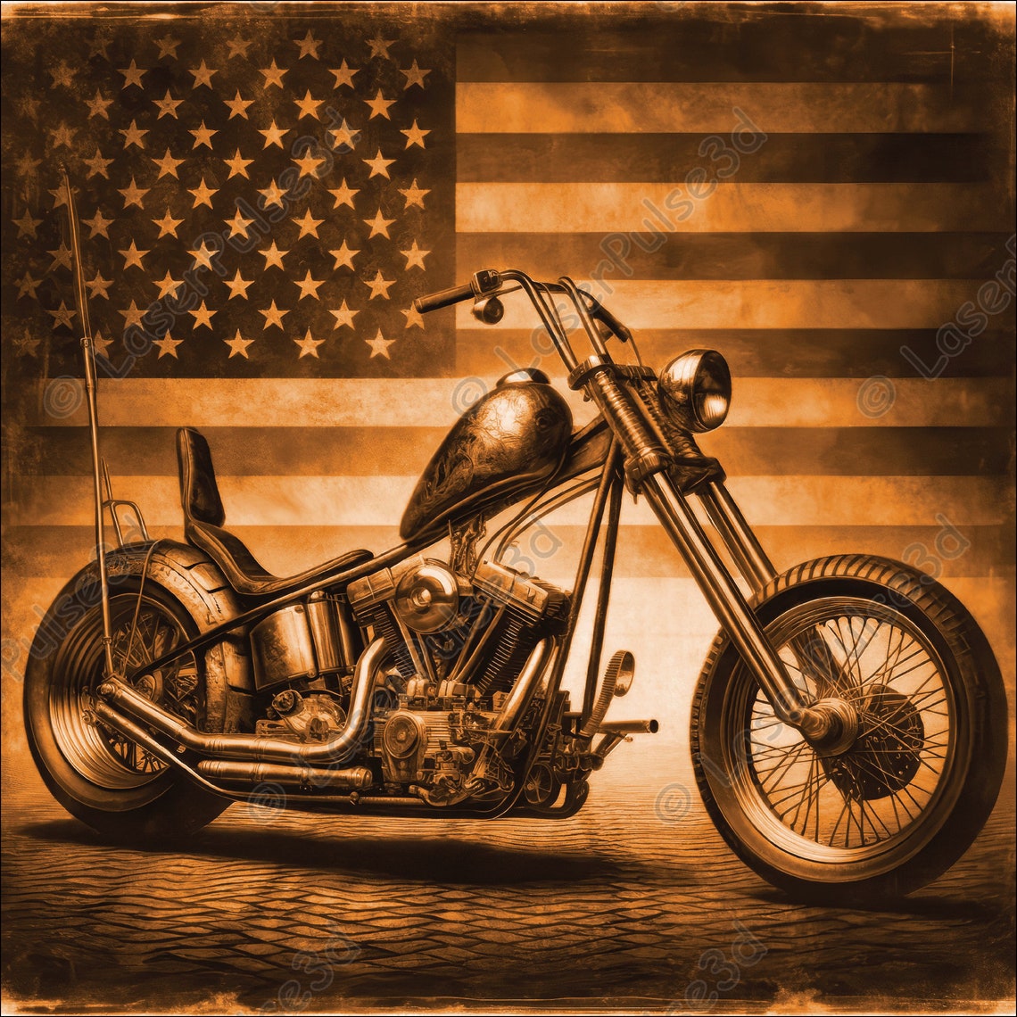 Vintage Retro Motorcycle Laser Engrave Image Laser Burn PNG File 3D ...