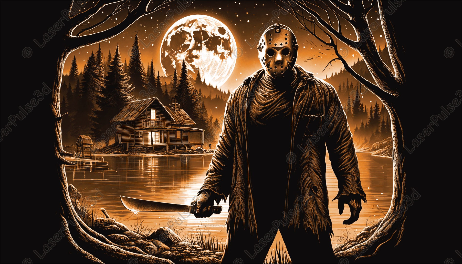 The Slasher Laser Engrave Image | Laser Burn PNG File | 3D Laser Ready ...