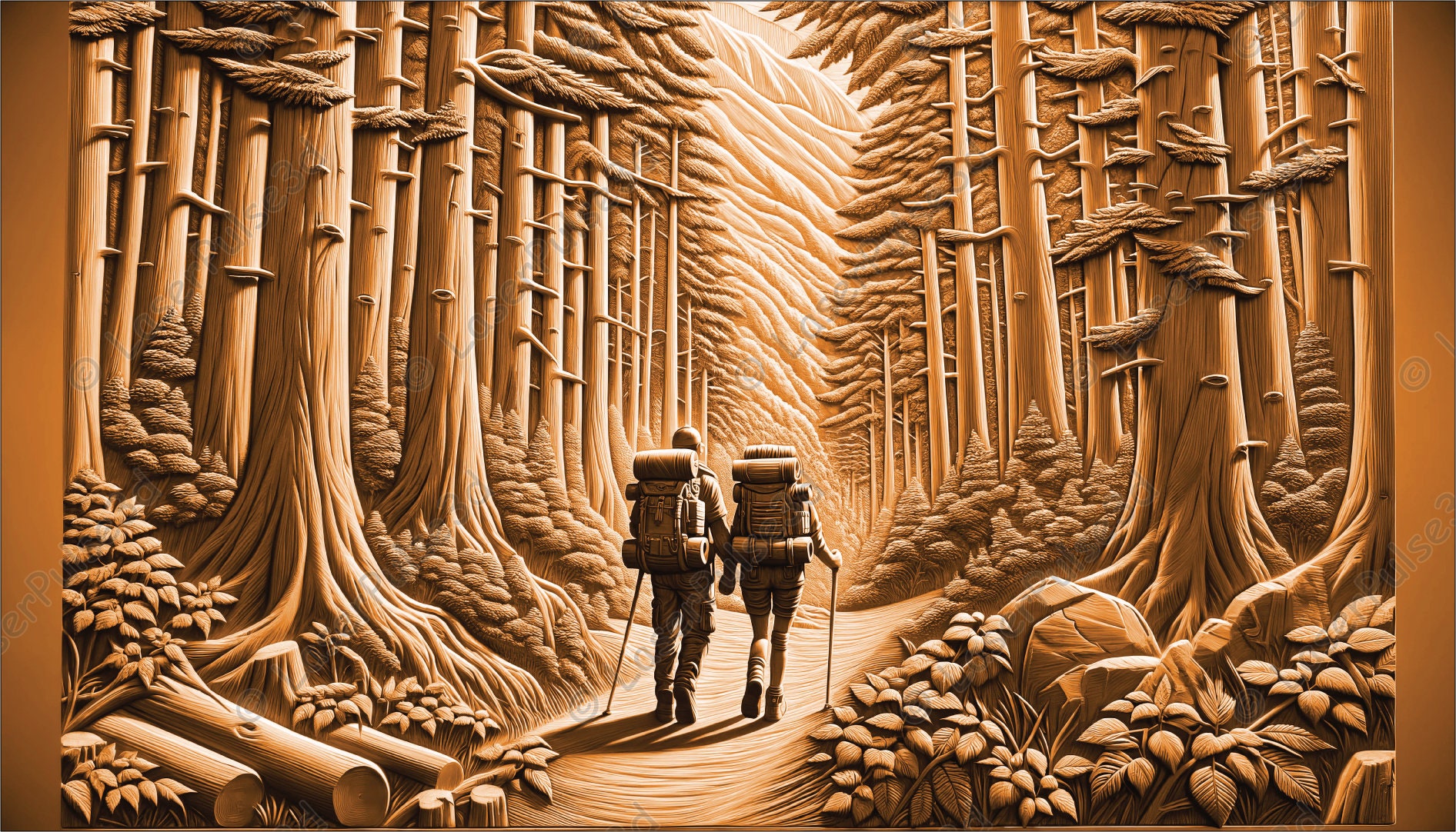Couple Hiking Laser Engrave Image | Laser Burn PNG File | 3D Laser ...
