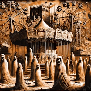 Ghostly Figures Carnival Laser Engrave Image | Laser Burn PNG File | 3D ...