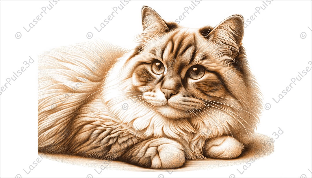 Ragdoll Cat Laser Engrave Image | Laser Burn PNG File | 3D Laser Ready ...