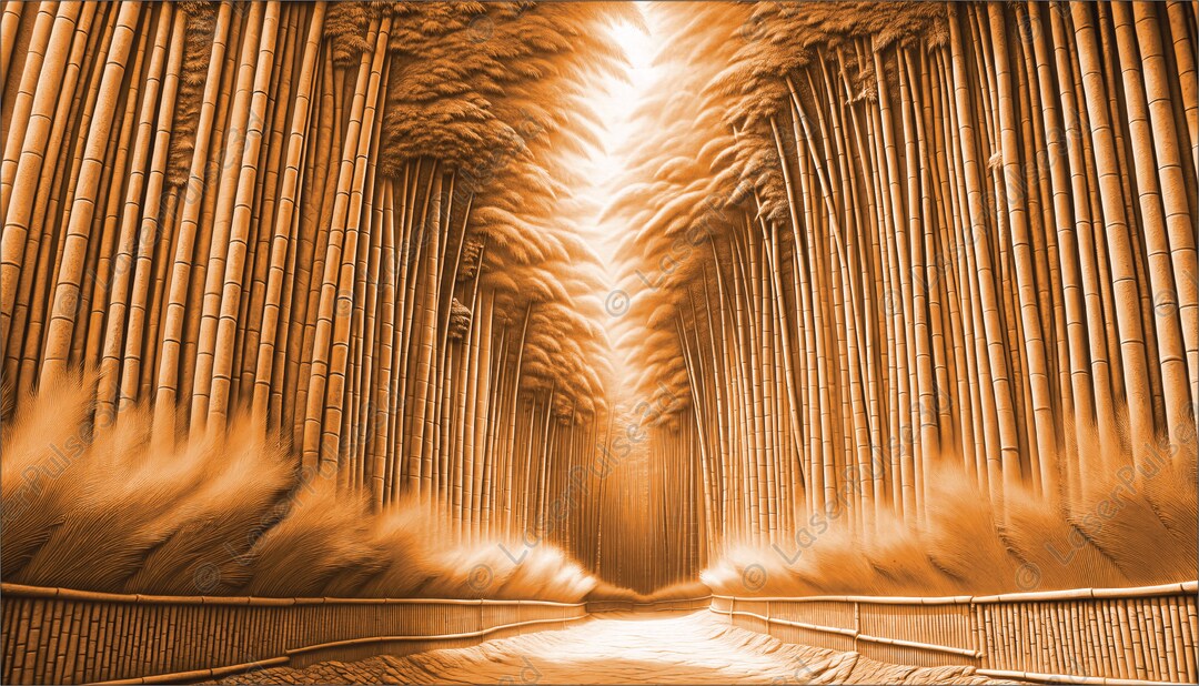 Arashiyama Bamboo Grove Laser Engrave Image | Laser Burn PNG File | 3D ...