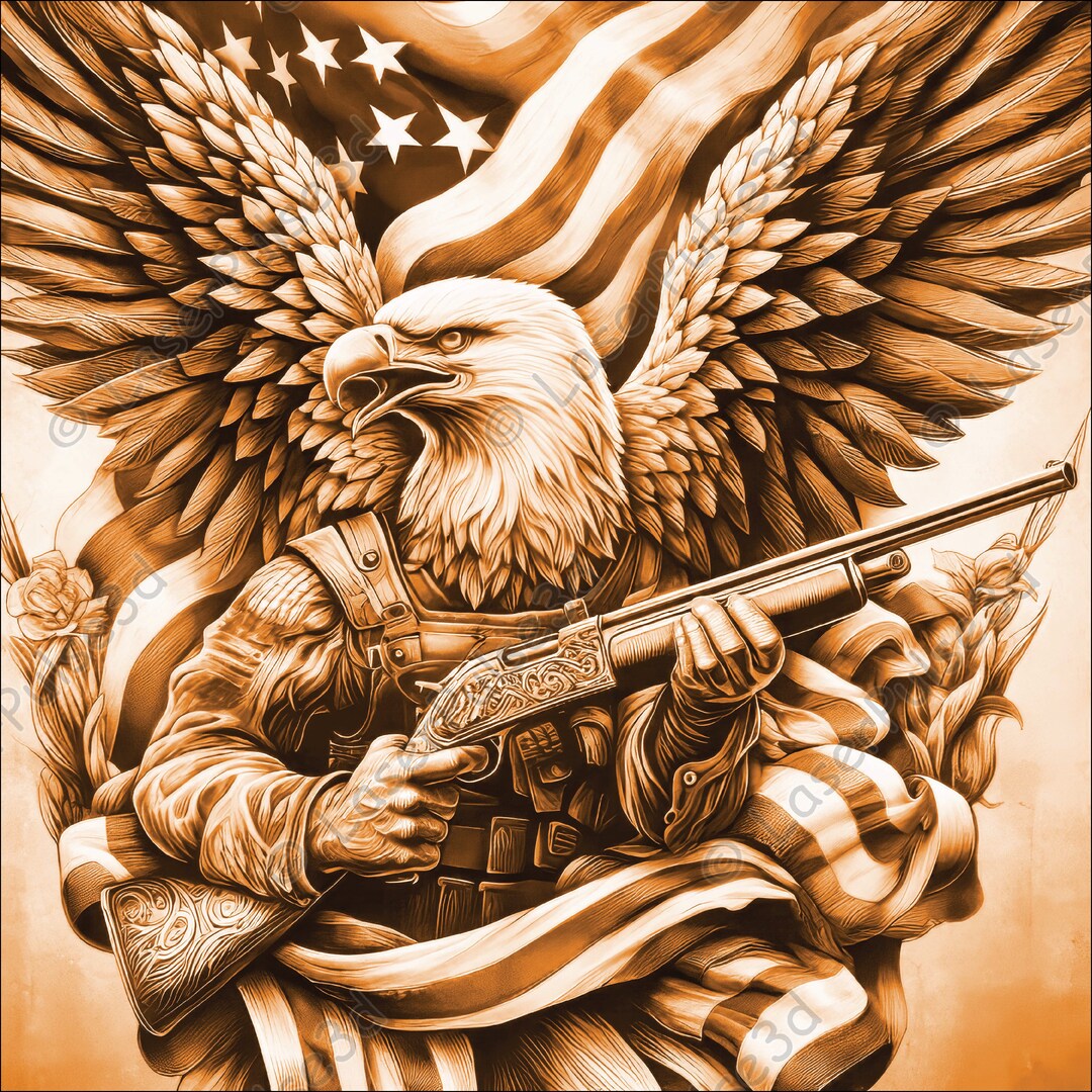 Patriot American Eagle Laser Engrave Image | Laser Burn PNG File | 3D ...