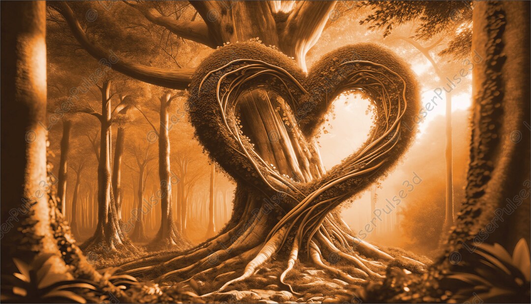 Heart Shaped Tree Laser Engrave Image | Laser Burn PNG File | 3D Laser ...