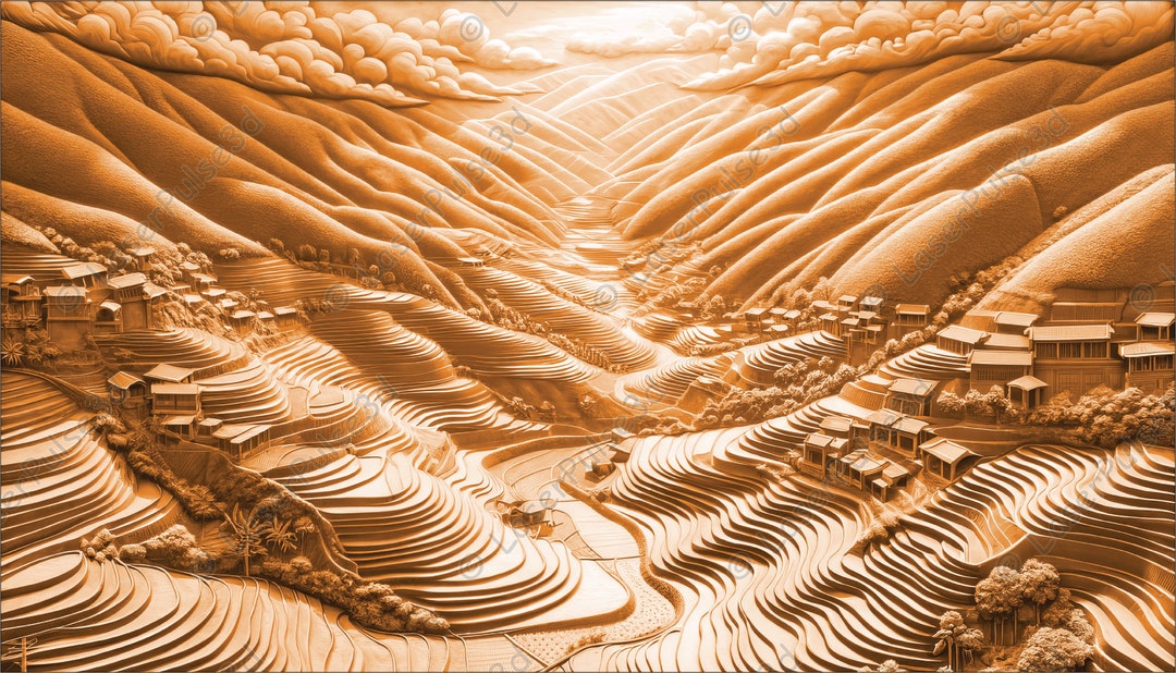Rice Field Laser Engrave Image | Laser Burn PNG File | 3D Laser Ready ...