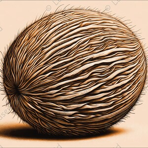 Hairy Coconut Shell Laser Engrave Image | Laser Burn PNG File | 3D ...