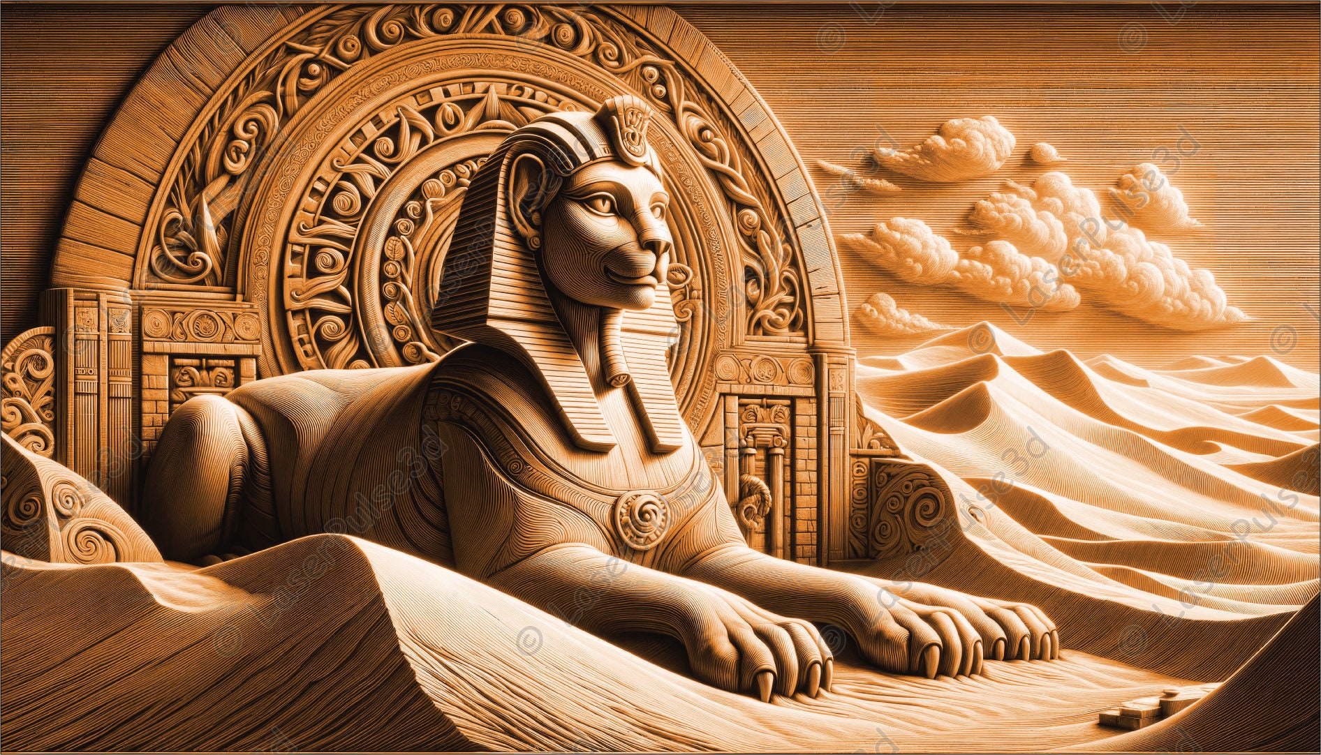 Sphinx Laser Engrave Image Laser Burn PNG File 3D Laser Ready File High ...