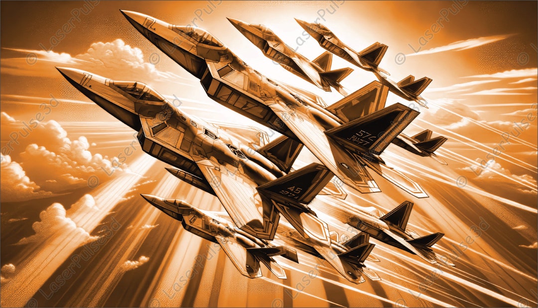 F 22 Raptors Laser Engrave Image | Laser Burn PNG File | 3D Laser Ready ...