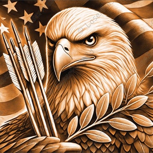 Bald Eagle Clutch Arrows Laser Engrave Image | Laser Burn PNG File | 3D ...