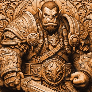 Orc Chieftain Laser Engrave Image | Laser Burn PNG File | 3D Laser ...