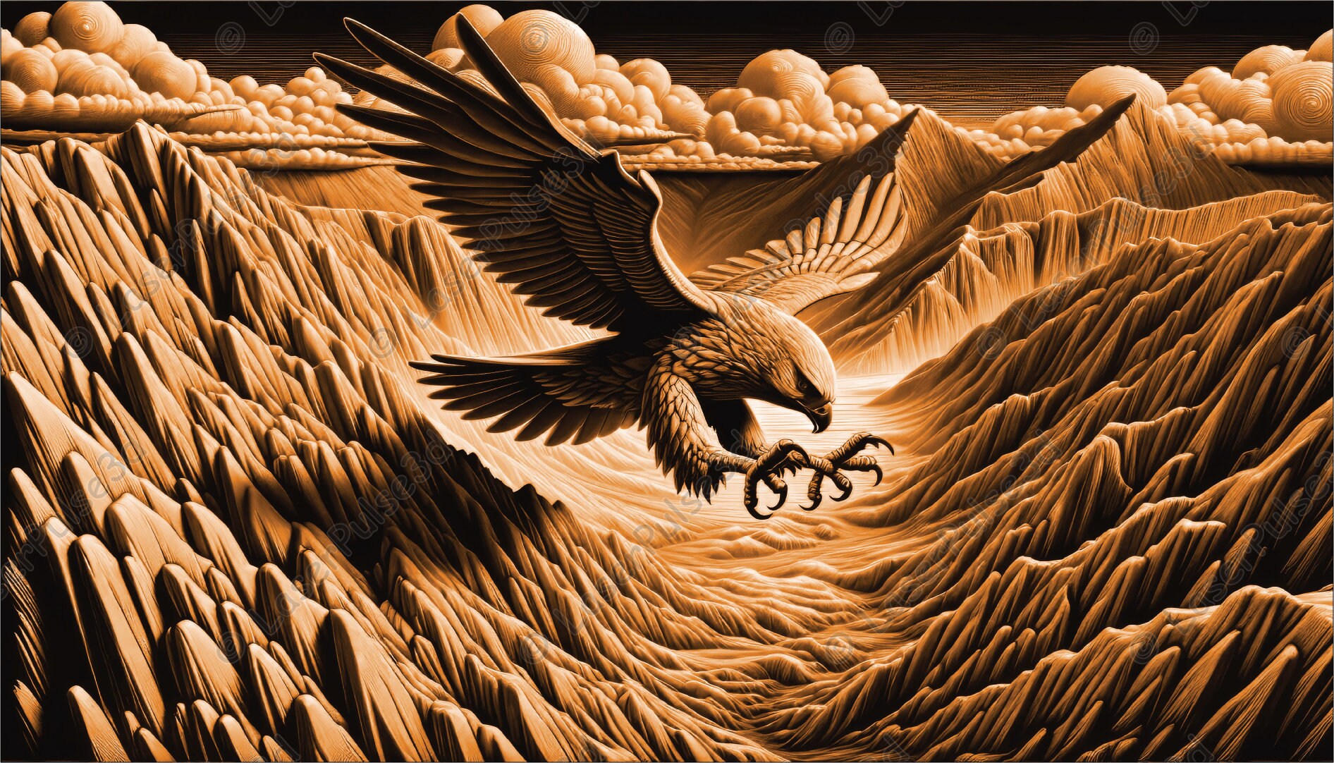 Hawk Diving Laser Engrave Image Laser Burn PNG File 3D Laser Ready File ...